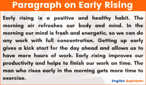 Paragraph on Early Rising for Students [100, 150, 200, 250 Words]