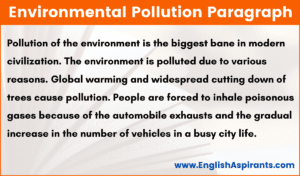 Environmental Pollution Paragraph | 100, 150, 200, 250 Words