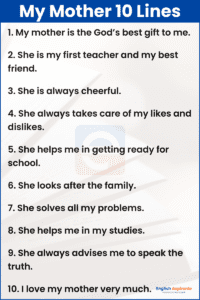 My Mother Essay in English 10 Lines [5 Sets]