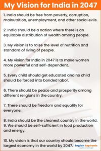 My Vision for India in 2047 10 Lines in English [2022] - Free PDF
