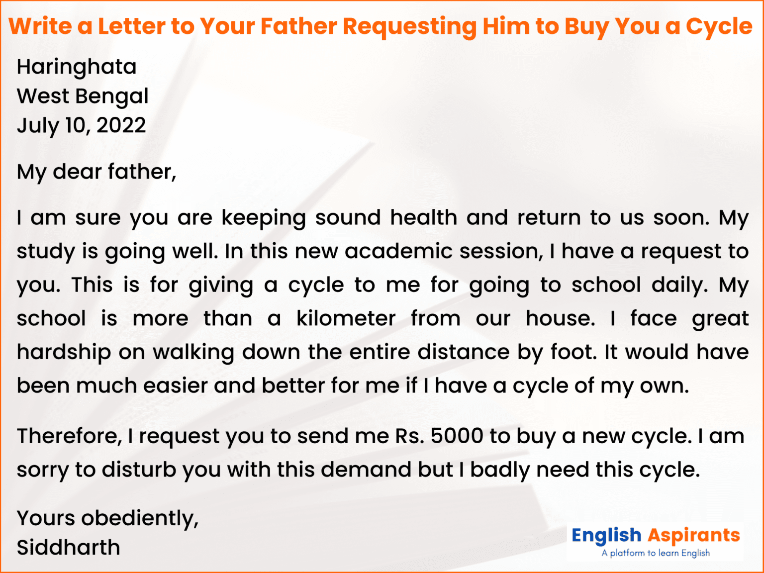 Letter to Your Father Requesting Him to Buy You a Cycle [3 Examples]