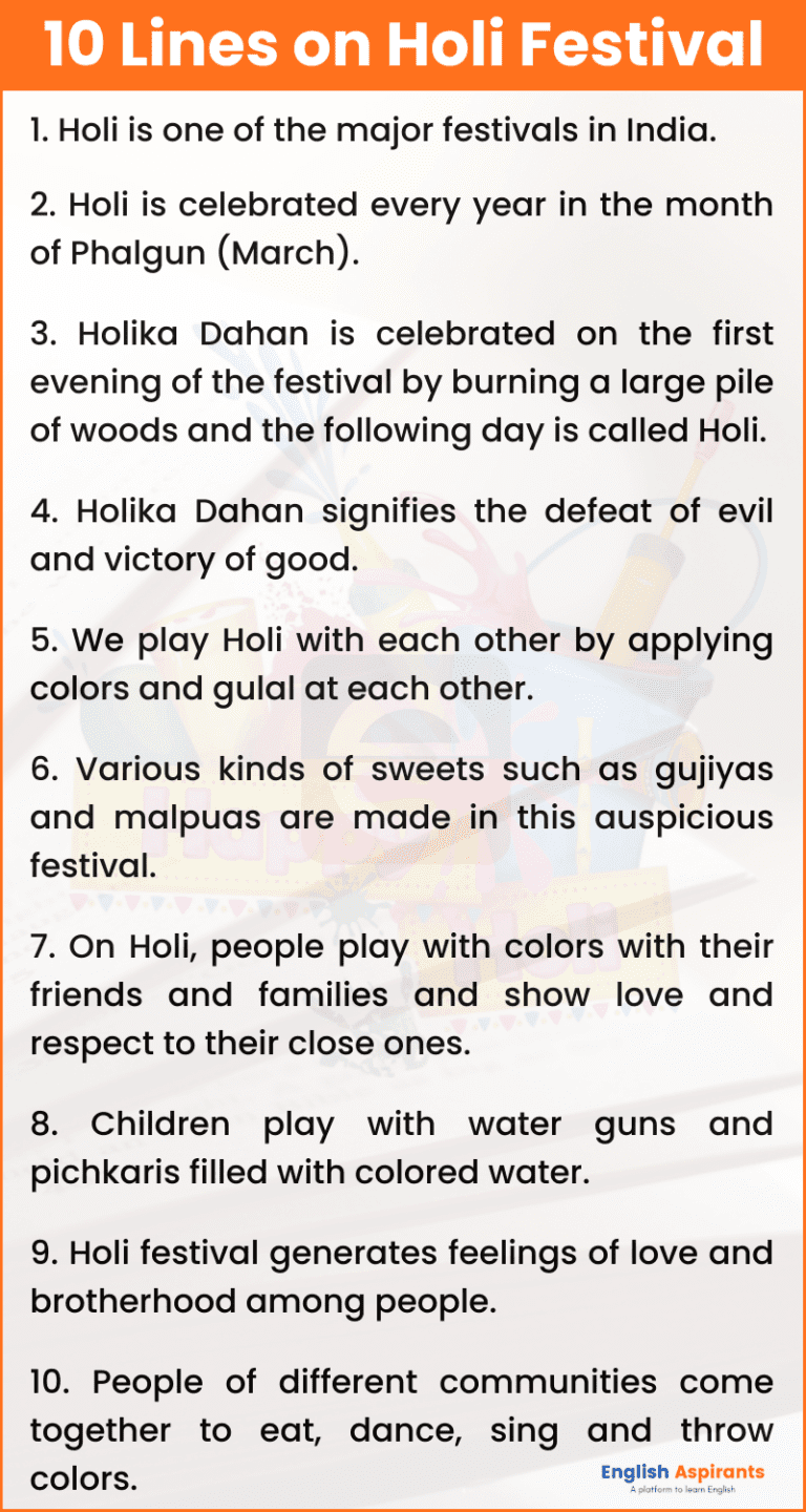 Holi Essay in English 10 Lines | 10 Lines on Holi Festival
