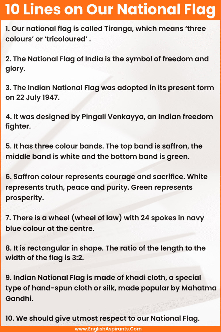 10 Lines on Our National Flag | Our National Flag Essay 10 Lines