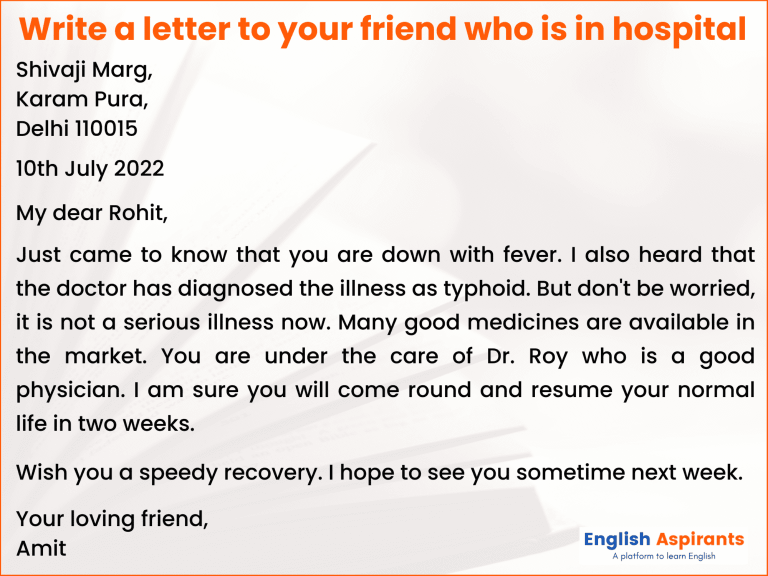 Write a Letter to Your Friend Who is Sick and Hospitalized [4 Examples]