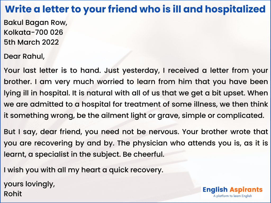 Write a Letter to Your Friend Who is Sick and Hospitalized [4 Examples]