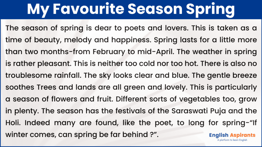 My Favourite Season | Summer, Rainy, Autumn, Winter, Spring