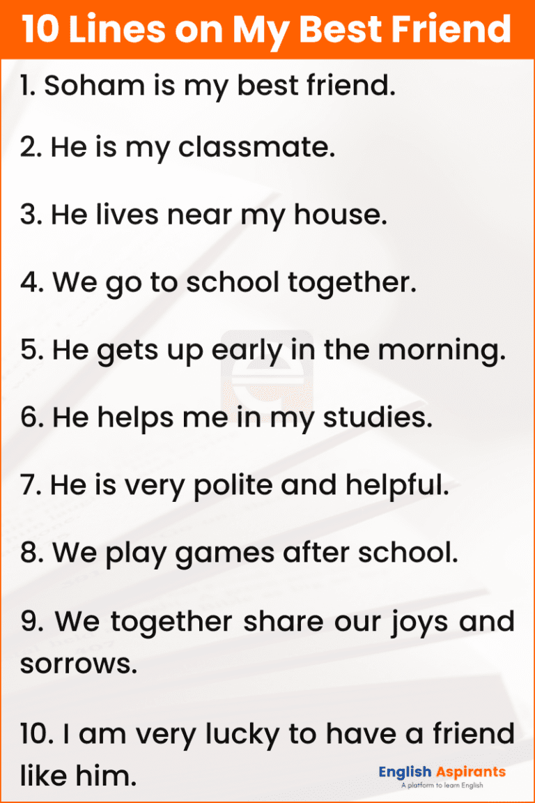 My Best Friend 10 Lines in English [5 Sets] - EnglishAspirants