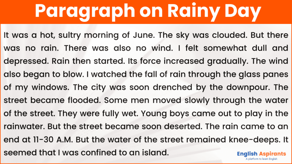 A Rainy Day Paragraph [100, 120, 150, 200, 250 Words]