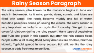Rainy Season Paragraph in English [100, 120, 150, 200, 250 Words]
