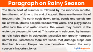 Rainy Season Paragraph in English [100, 120, 150, 200, 250 Words]