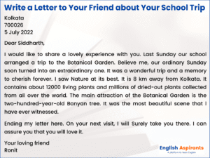 Write a Letter to Your Friend About Your School Trip [3 Examples]