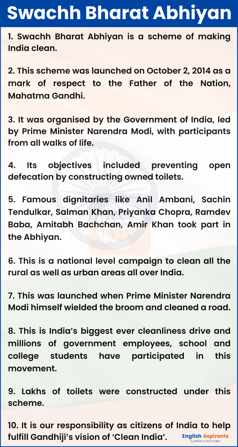 10 Lines On Swachh Bharat Abhiyan In English 2023 Updated 