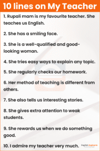 10 lines on My Favourite Teacher | 10 Lines on My Teacher