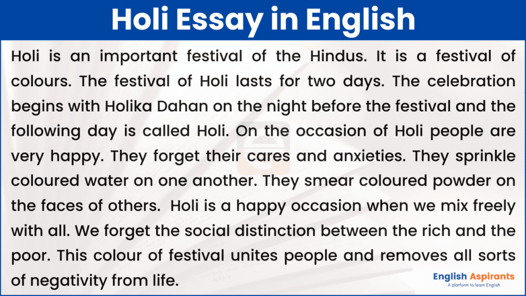 Essay On Holi In English 100 150 200 500 Words Essay On Holi In English 100 150 200 500 Words