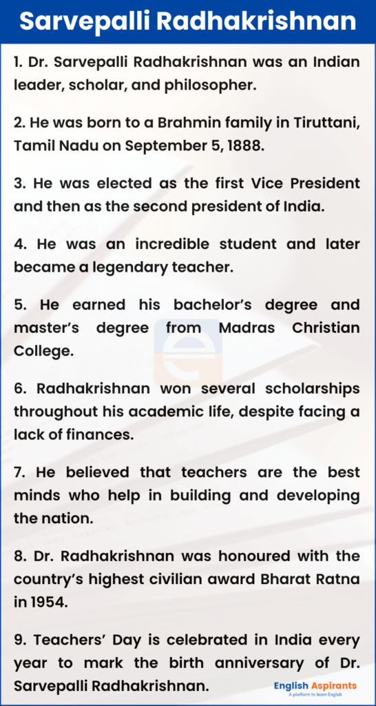 10 Lines on Dr Sarvepalli Radhakrishnan in English [2025]
