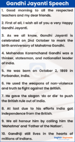 Gandhi Jayanti Speech in English 10 Lines - 2nd October 2025