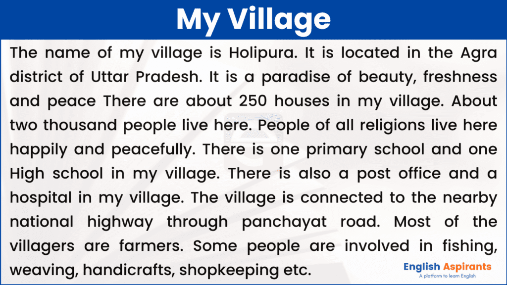 My Village Paragraph for All Students [100, 150, 200, 250 Words]