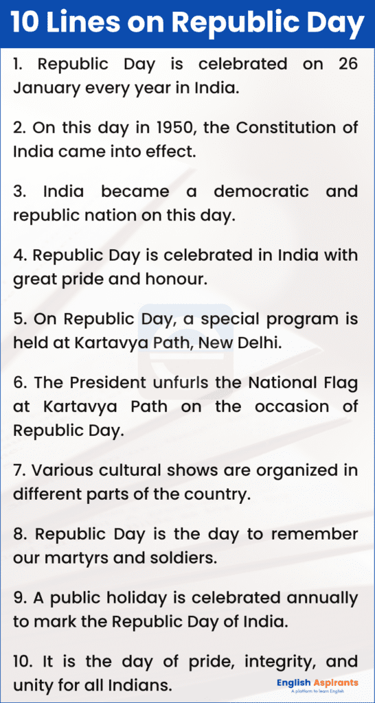 10 Lines On Republic Day Of India In English 2025 